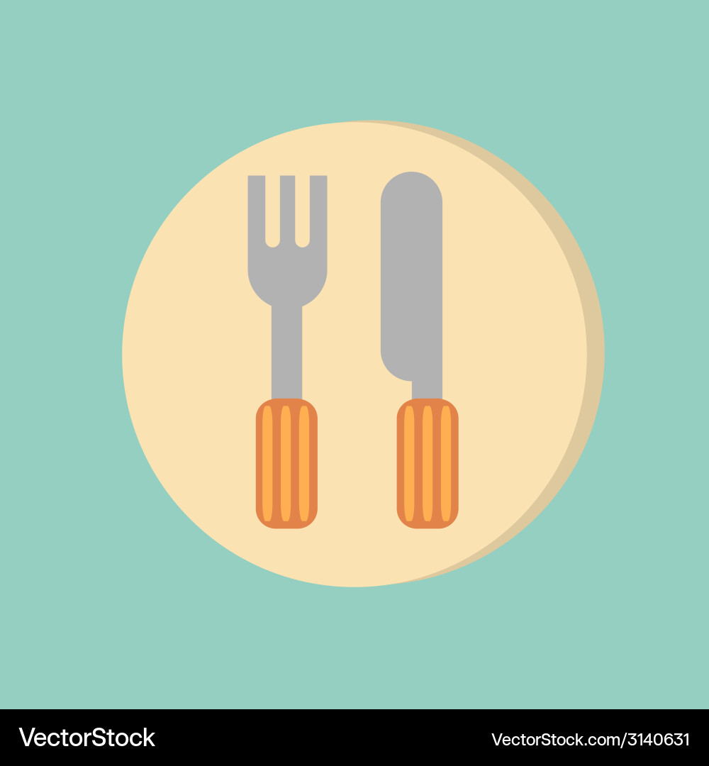 Fork and knife symbol lunch cutlery Royalty Free Vector