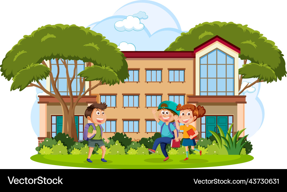 Happy kids at school Royalty Free Vector Image