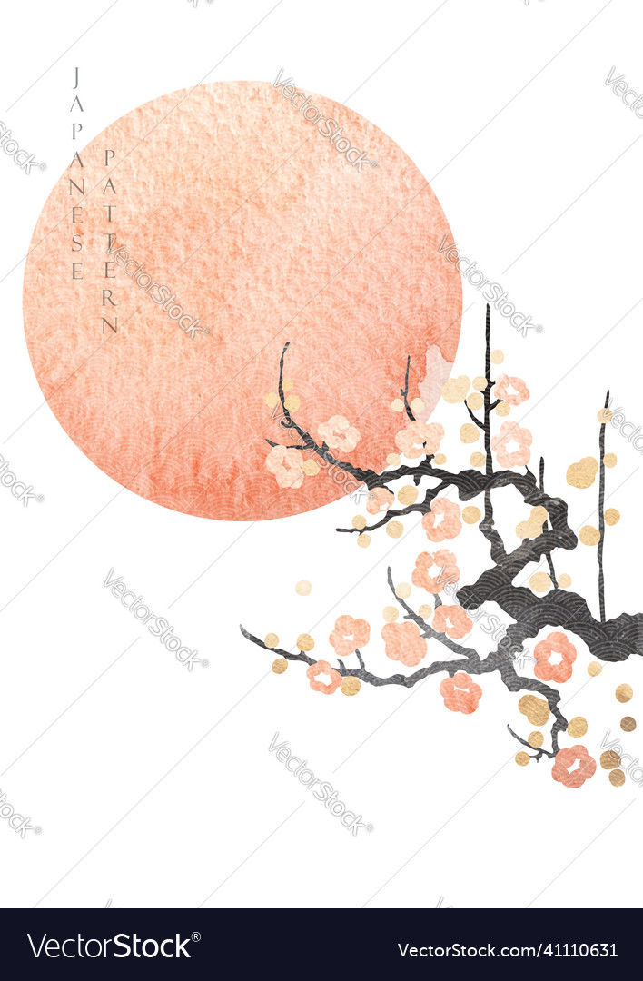 Japanese background with moon and sun Royalty Free Vector
