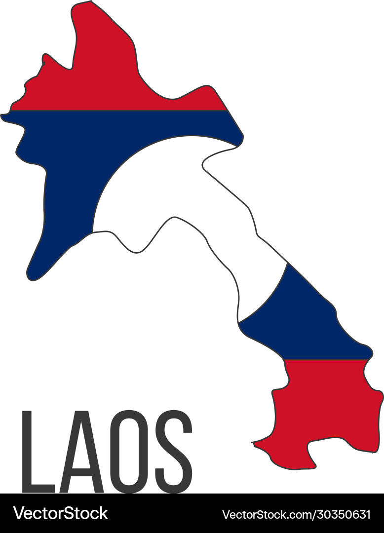 Laos flag map the country in form Royalty Free Vector Image