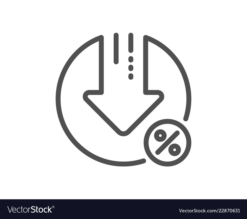 Loan percent decrease line icon discount sign Vector Image