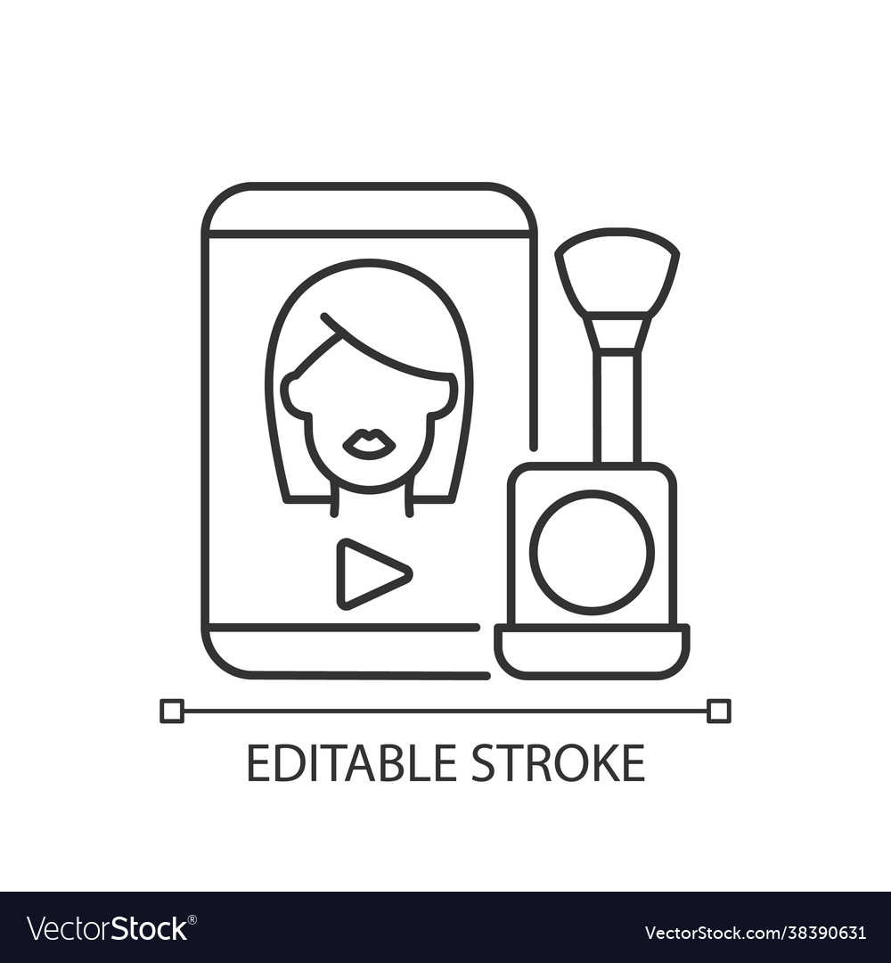 Make up tutorial videos linear icon Royalty Free Vector