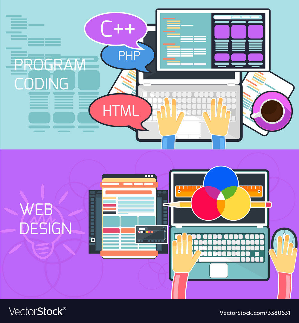 Program coding and web design Royalty Free Vector Image