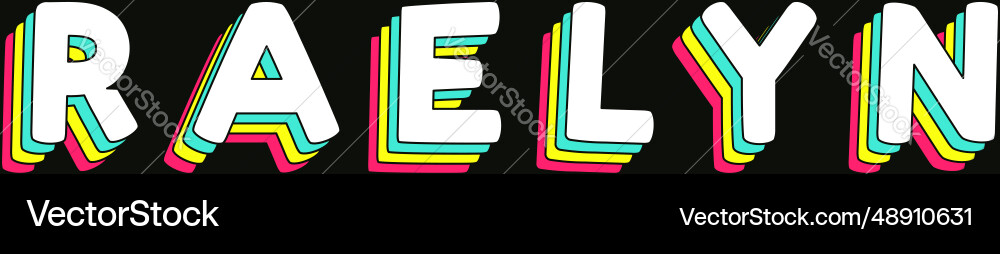 Raelyn - retro rainbow typography faded style Vector Image