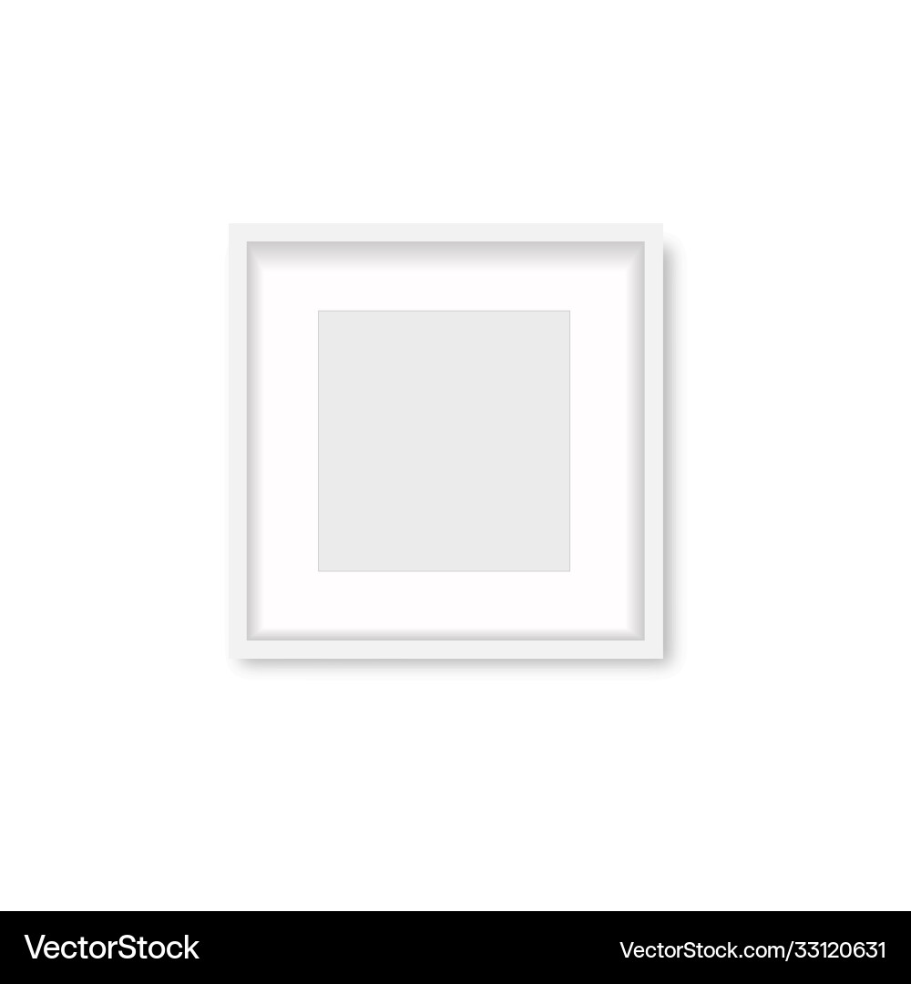 Realistic white wooden photo frame with soft Vector Image