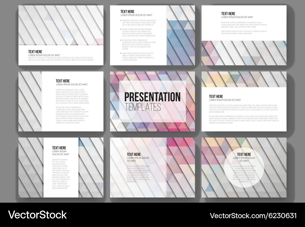 Set of 9 templates for presentation slides Vector Image