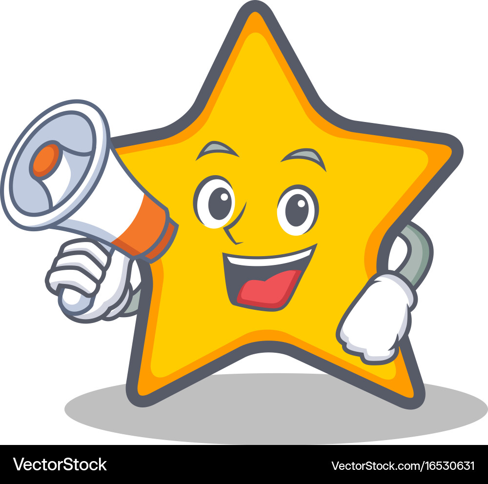 Star character cartoon style with megaphone Vector Image