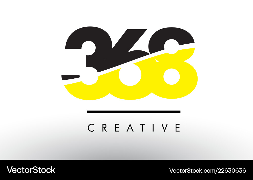 368 black and yellow number logo design Royalty Free Vector