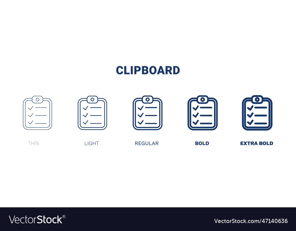 Clipboard icon thin light regular bold black Vector Image