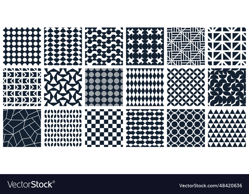 Collection of seamless monochrome patterns Vector Image