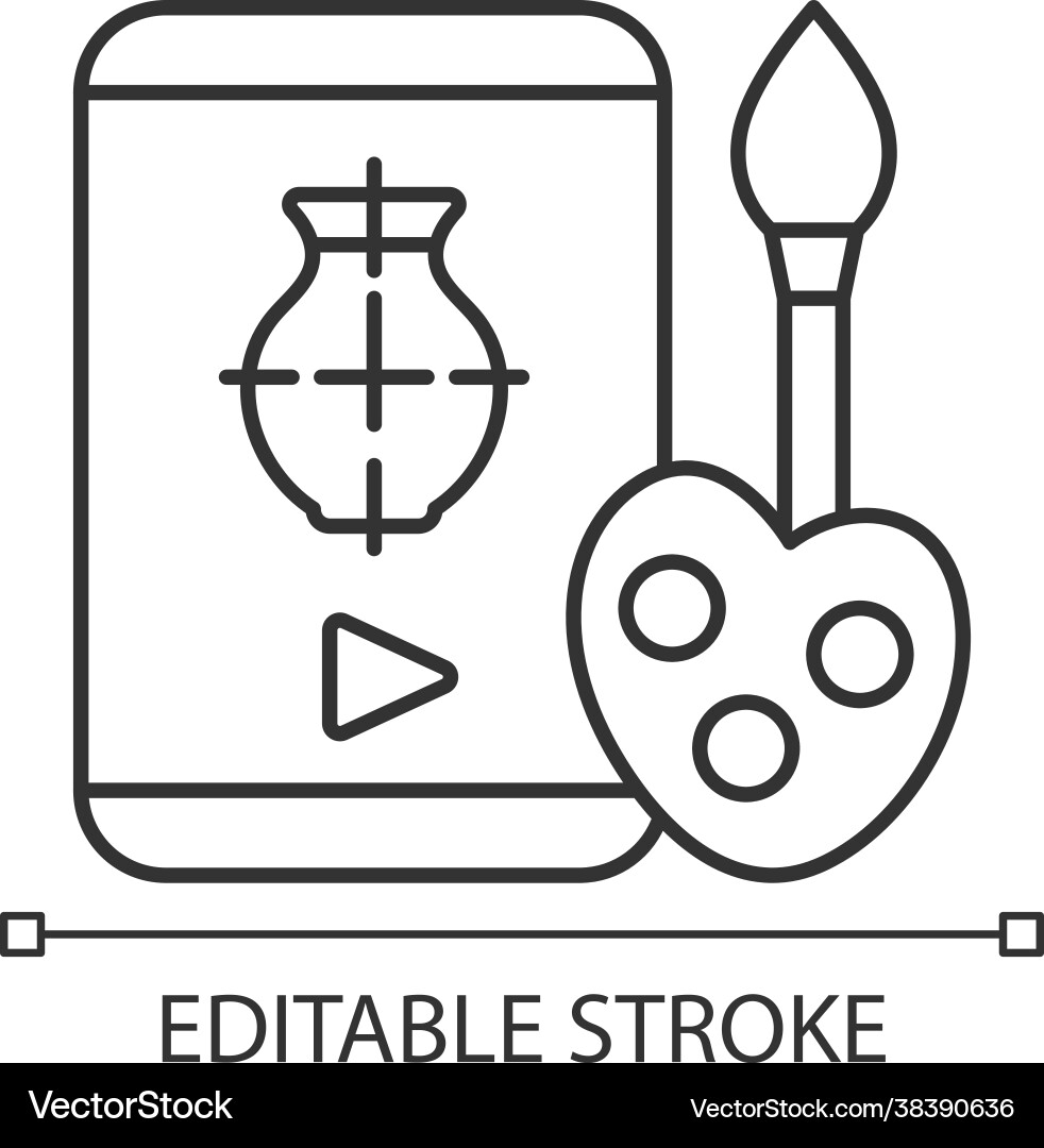 Drawing tutorials linear icon Royalty Free Vector Image