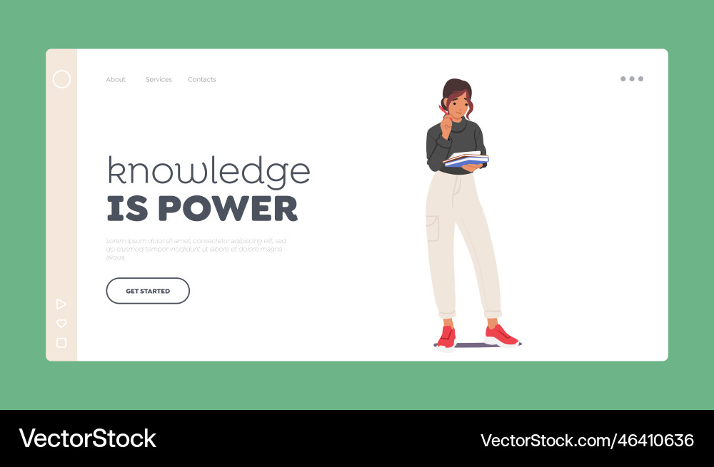 Education landing page template student girl Vector Image