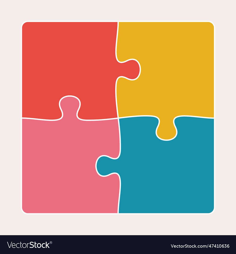 four-connected-jigsaw-puzzle-parts-infographic-vector-image