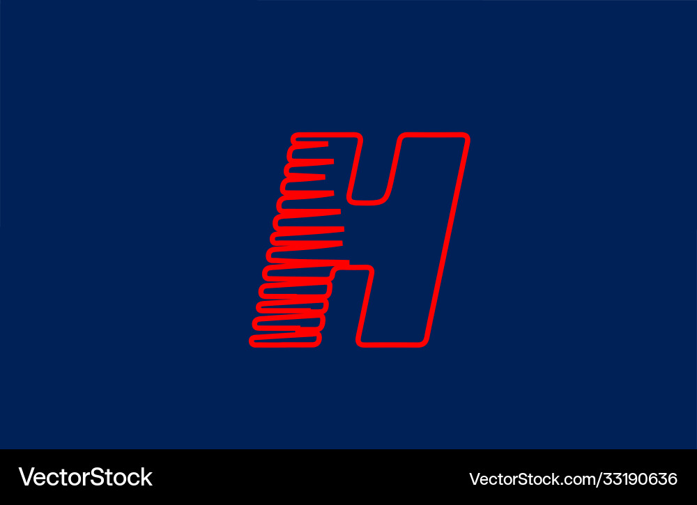 H red line alphabet letter logo icon simple Vector Image