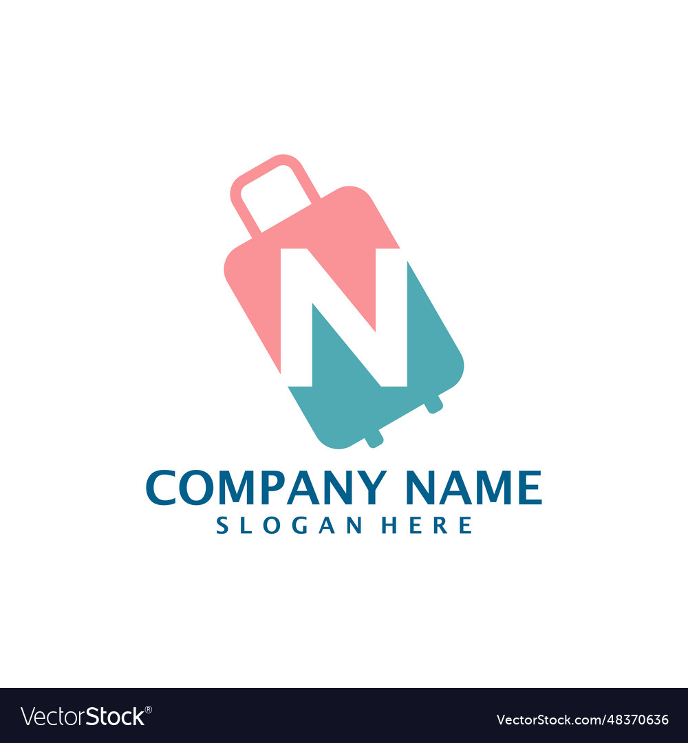 Letter n with suitcase logo design initial Vector Image