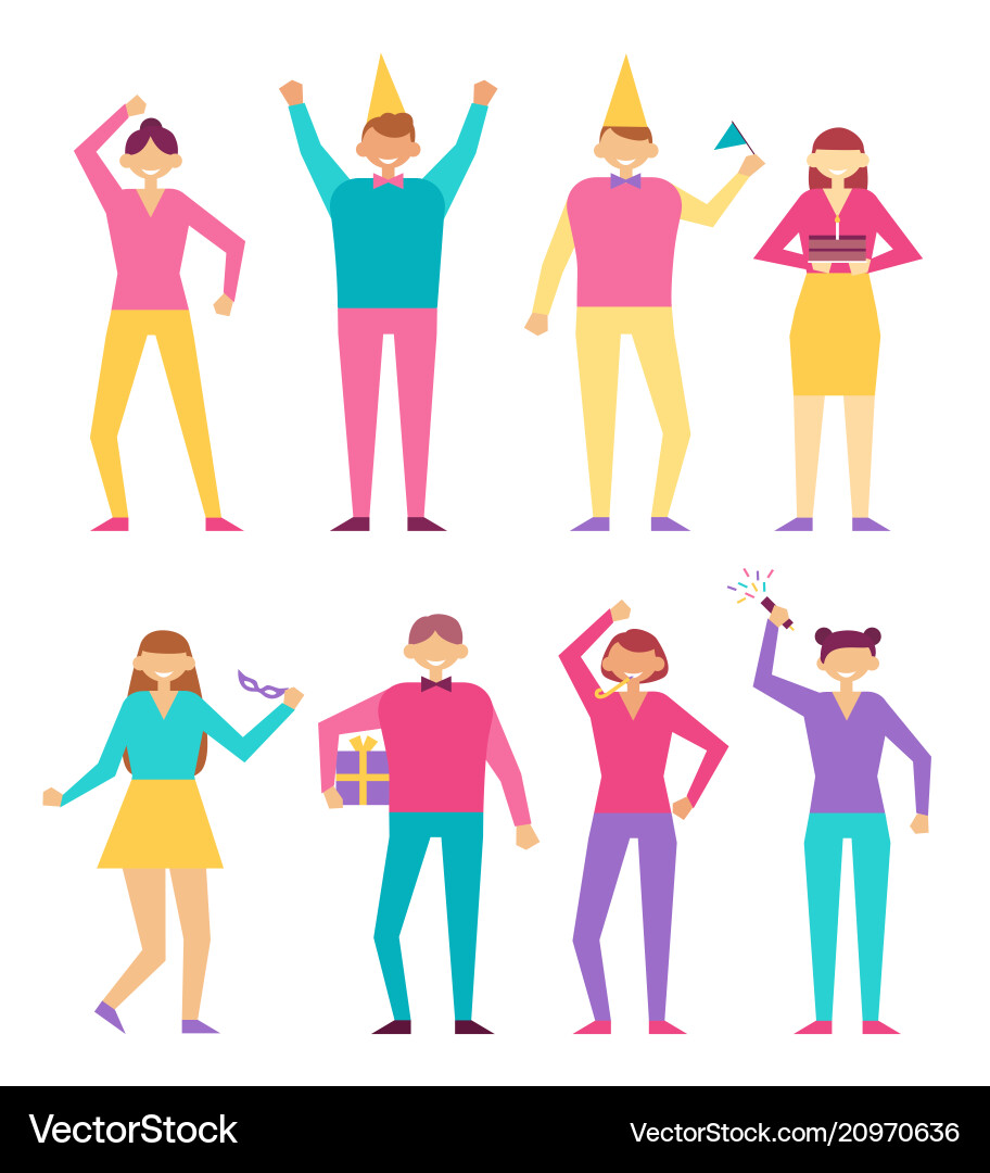 Man and woman presents festive attributes cap Vector Image