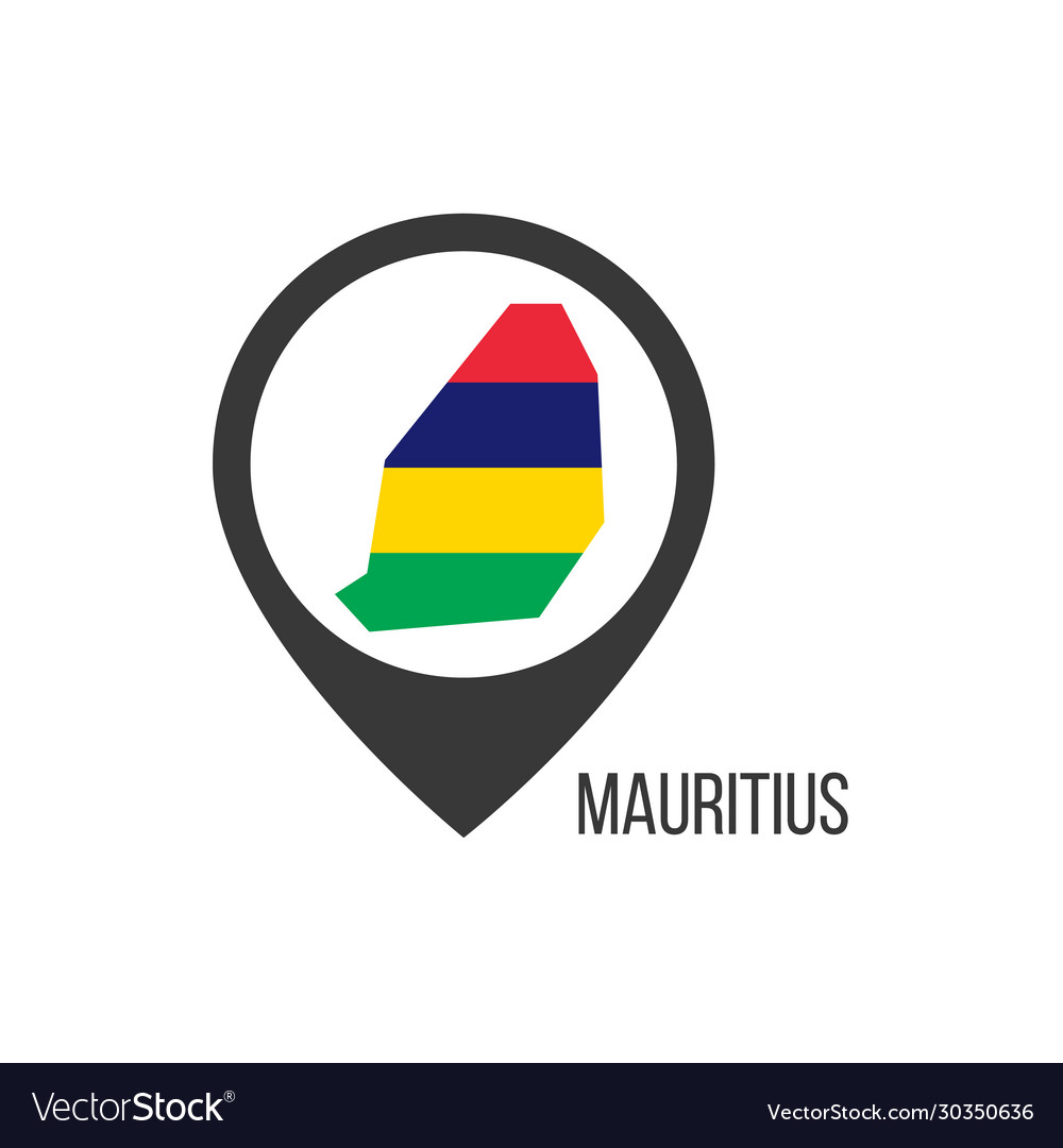 Map pointers with contry mauritius flag Royalty Free Vector