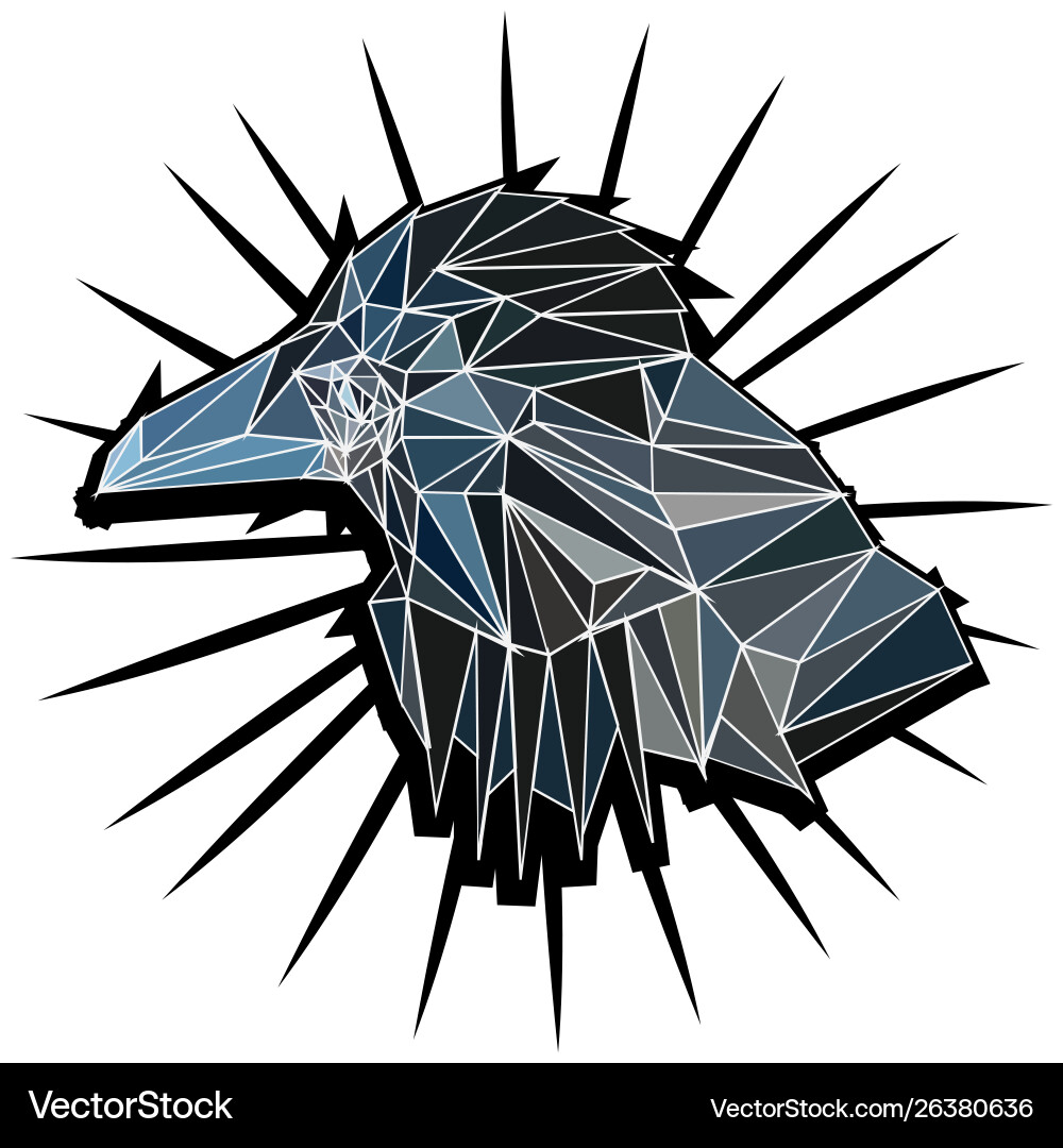 Monochrome bird silhouette in blue triangles Vector Image