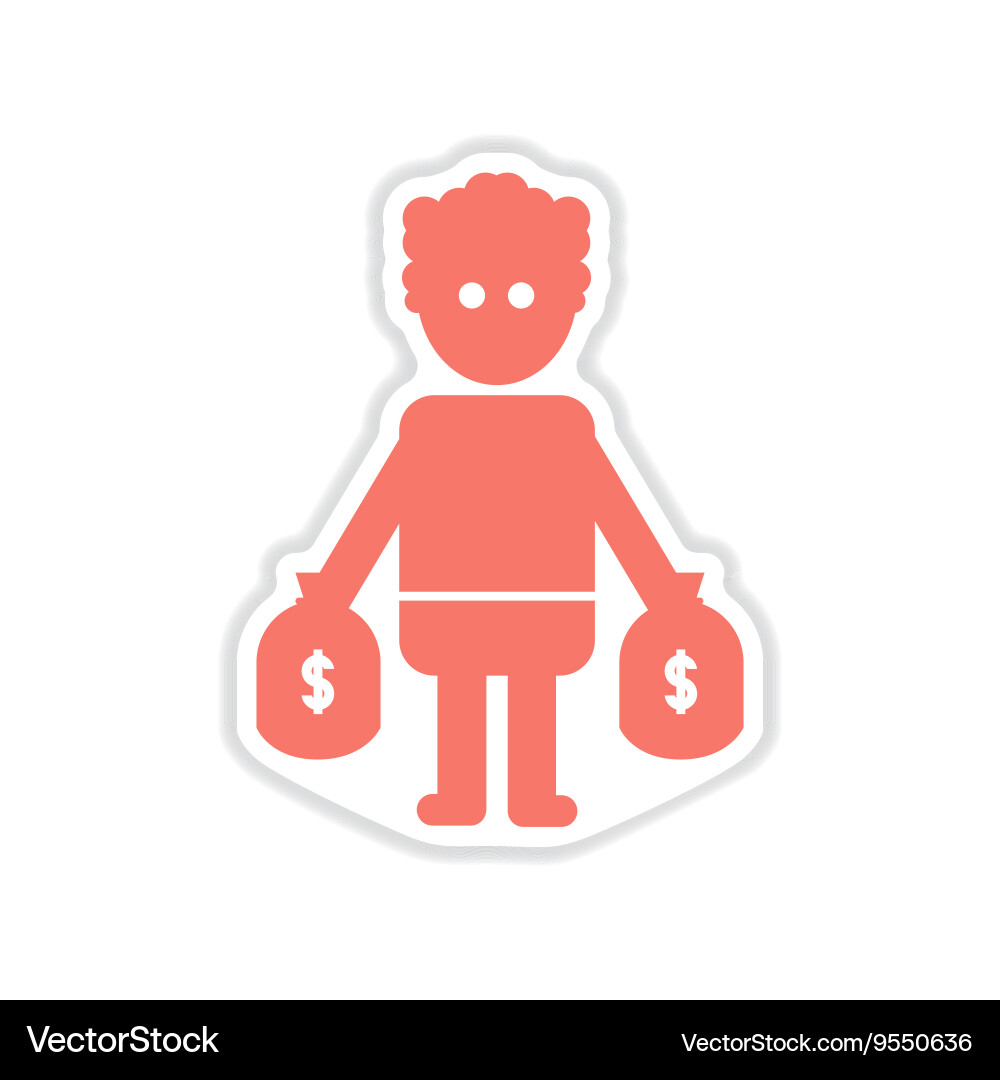 Paper sticker on white background man bags Vector Image