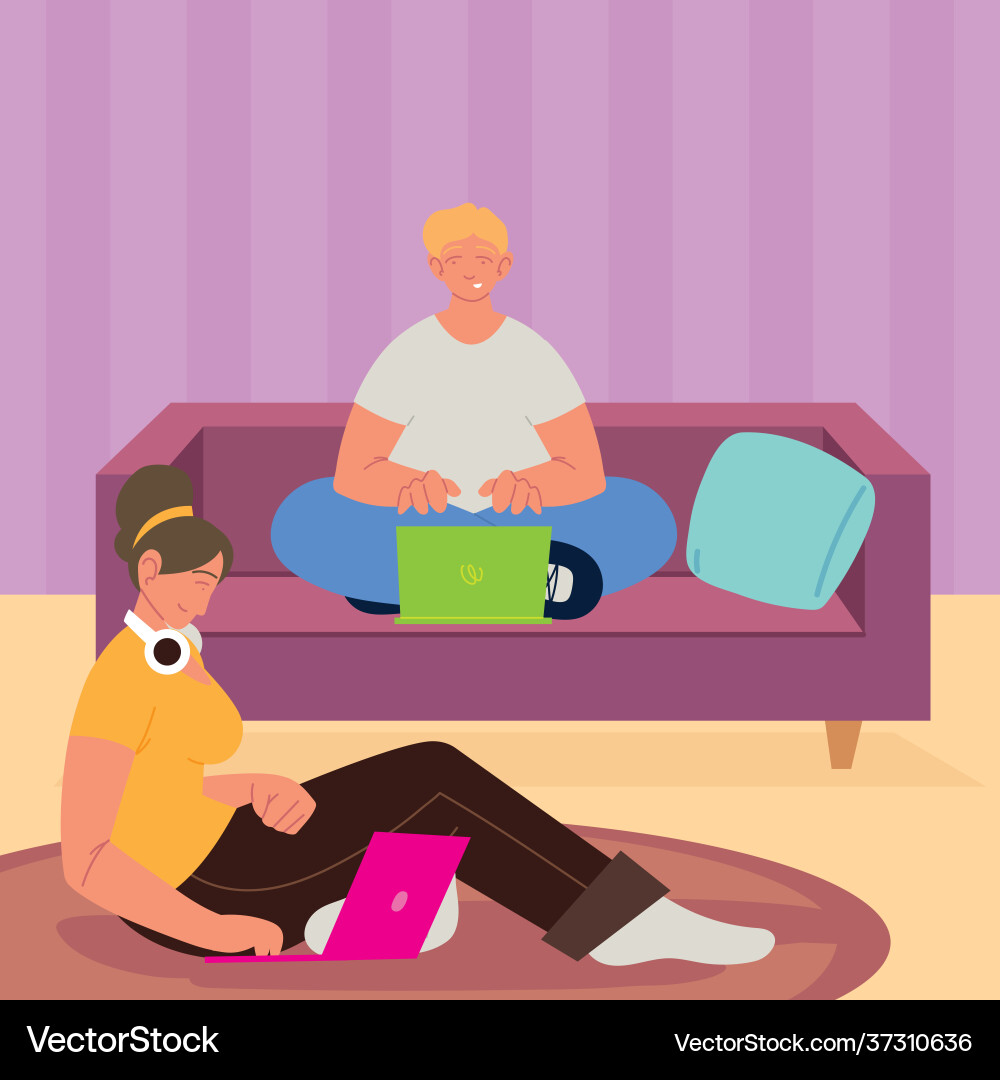 People working house Royalty Free Vector Image