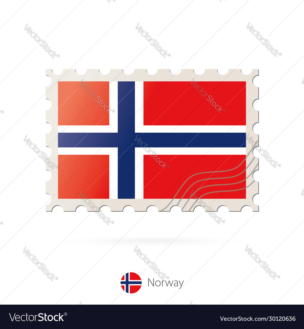 Postage stamp with image norway flag Royalty Free Vector