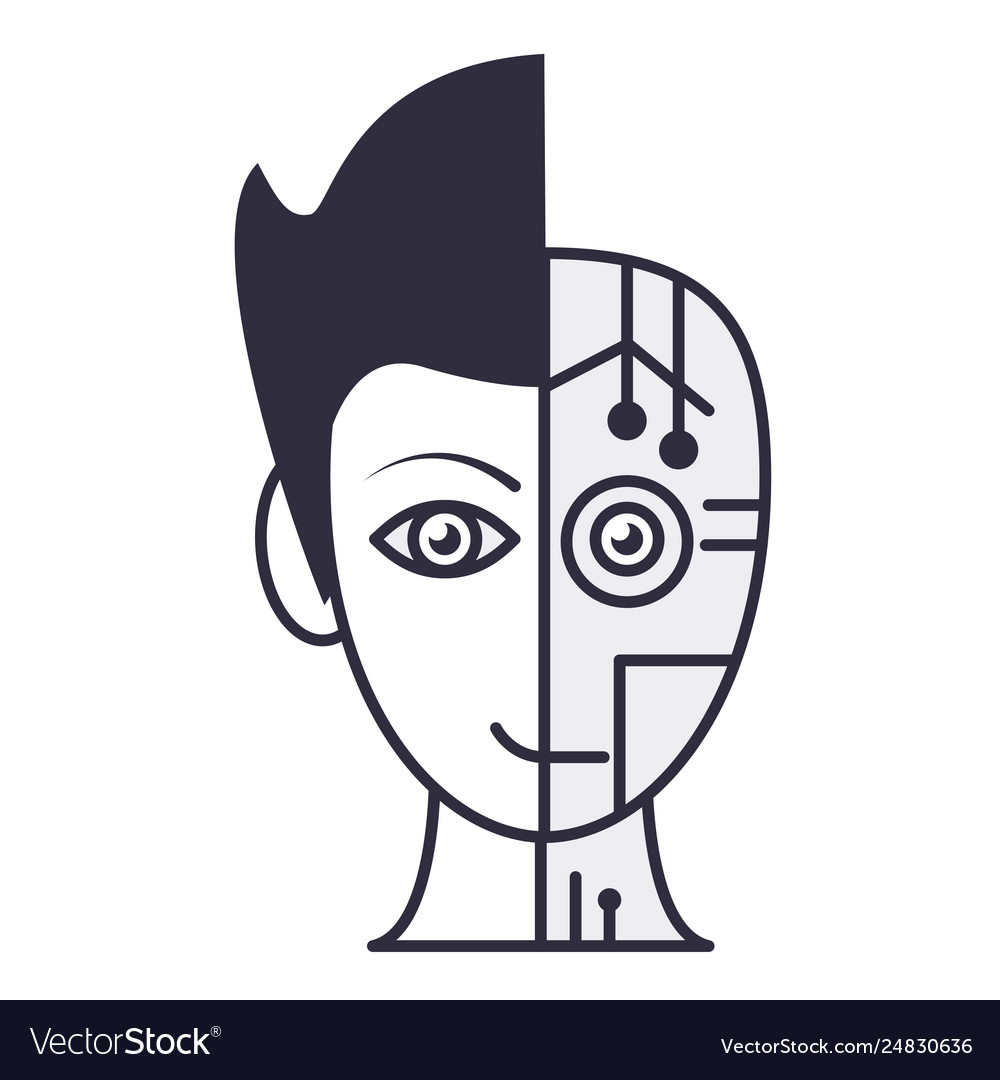 Robot human face Royalty Free Vector Image - VectorStock
