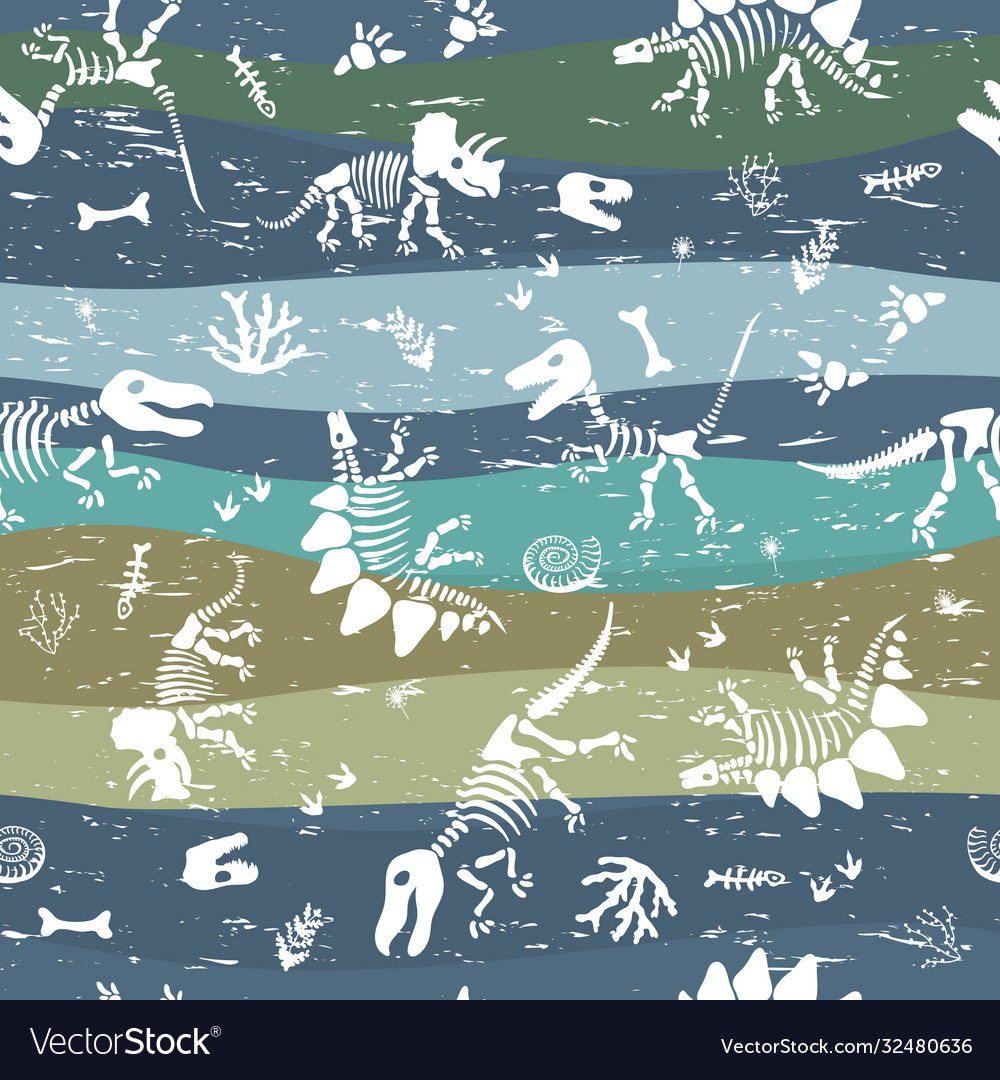 Seamless pattern with dinosaur bones Royalty Free Vector