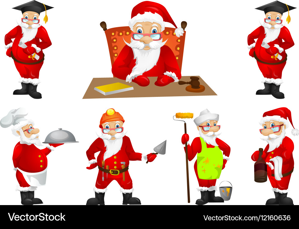 Set for christmas with santa claus Royalty Free Vector Image