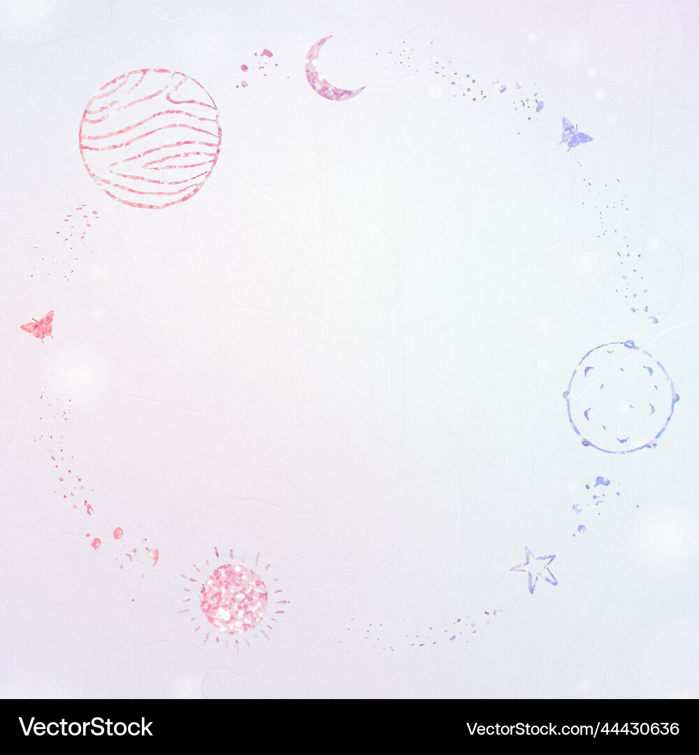 Space glitter border for kids Royalty Free Vector Image