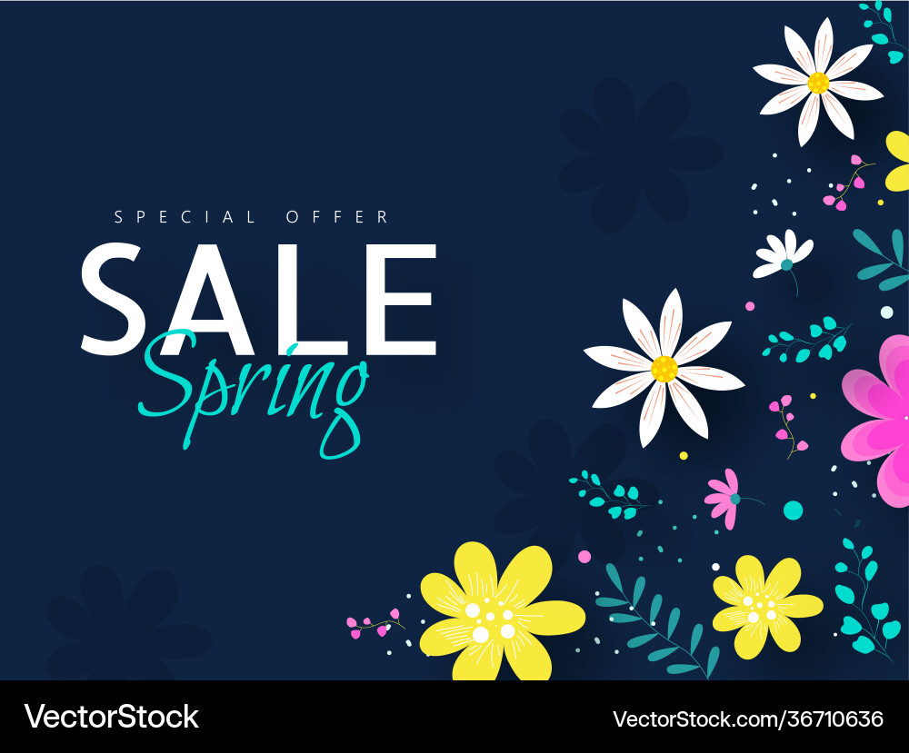 Spring sale poster design with special offer and Vector Image
