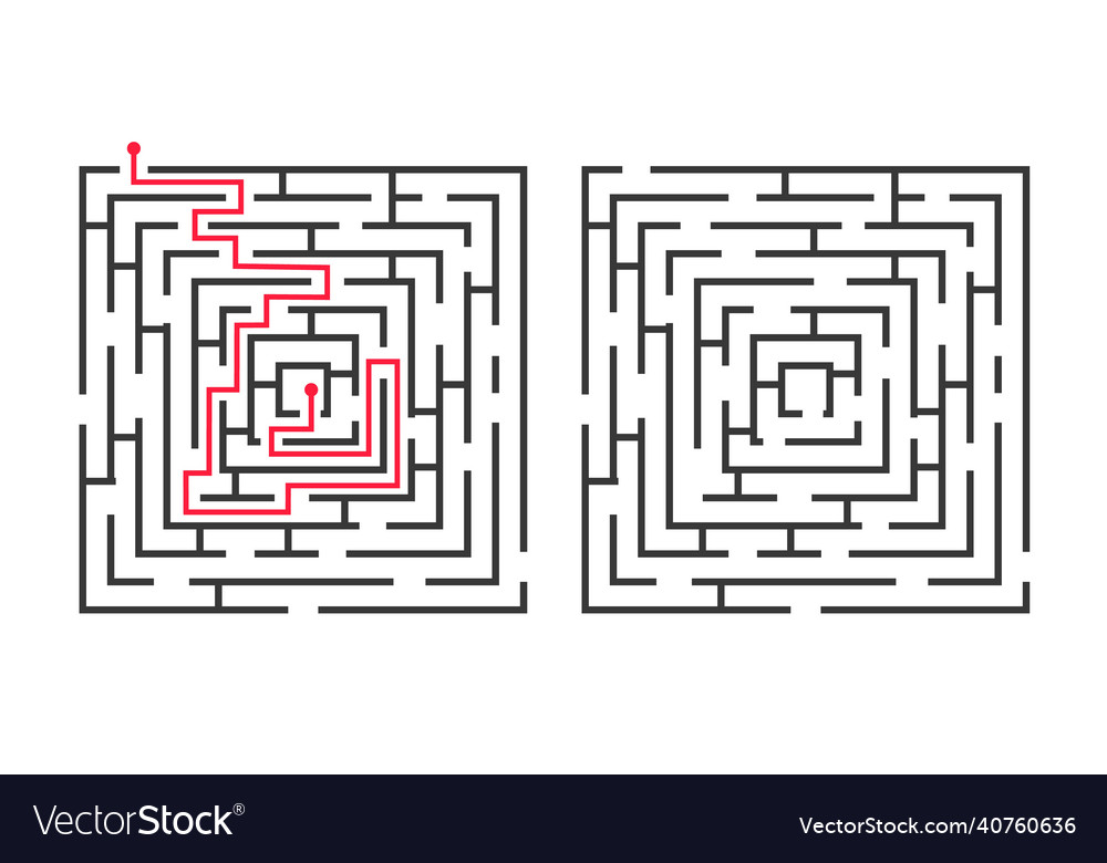 Square labyrinth game with solution route finding Vector Image