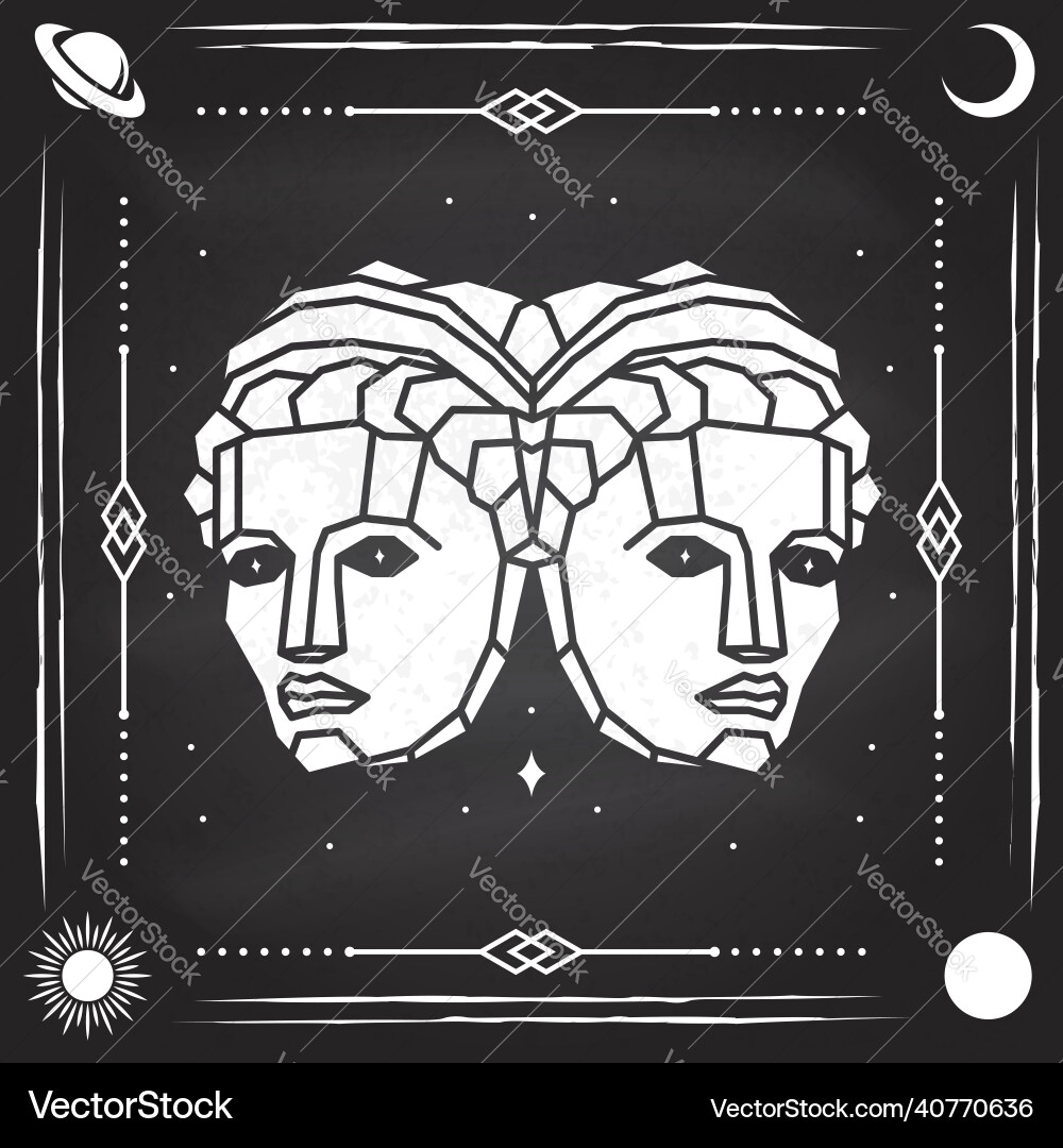 Zodiac astrology horoscope sign gemini design Vector Image