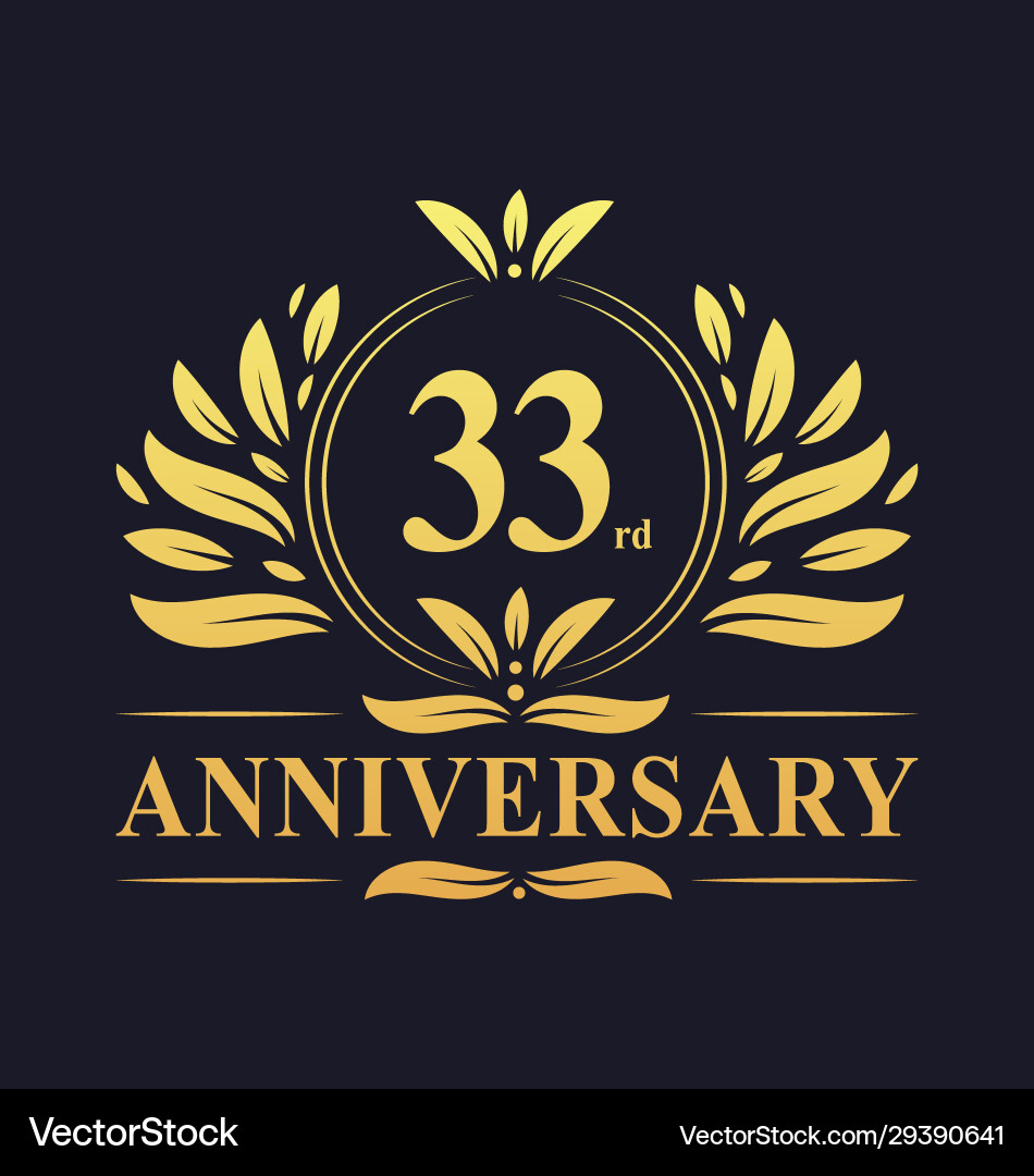 33rd anniversary logo 33 years anniversary design Vector Image