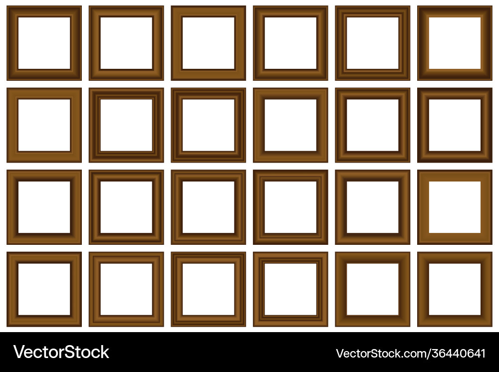 Big set squared vintage wooden frame for your Vector Image