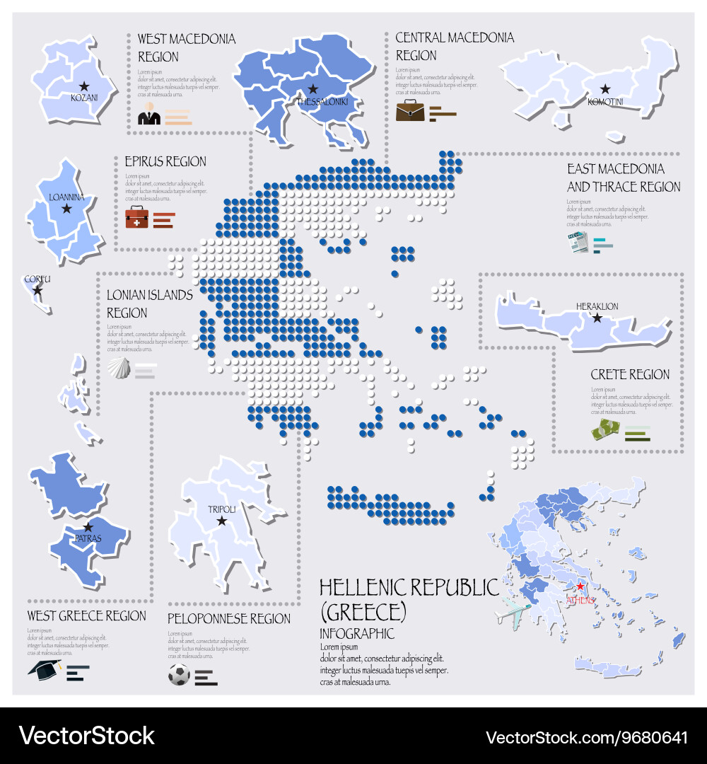 Dot and flag map of greece hellenic republic Vector Image