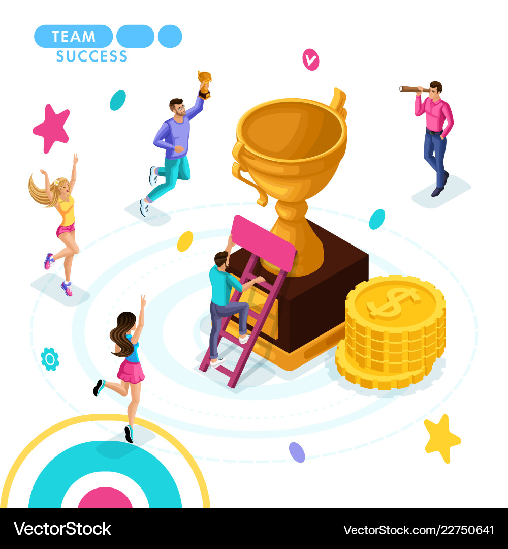 Isometric Is Concept Business Team Success Vector Image