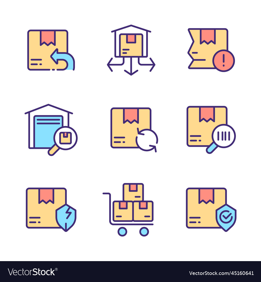 Logistics pixel perfect rgb color icons set Vector Image