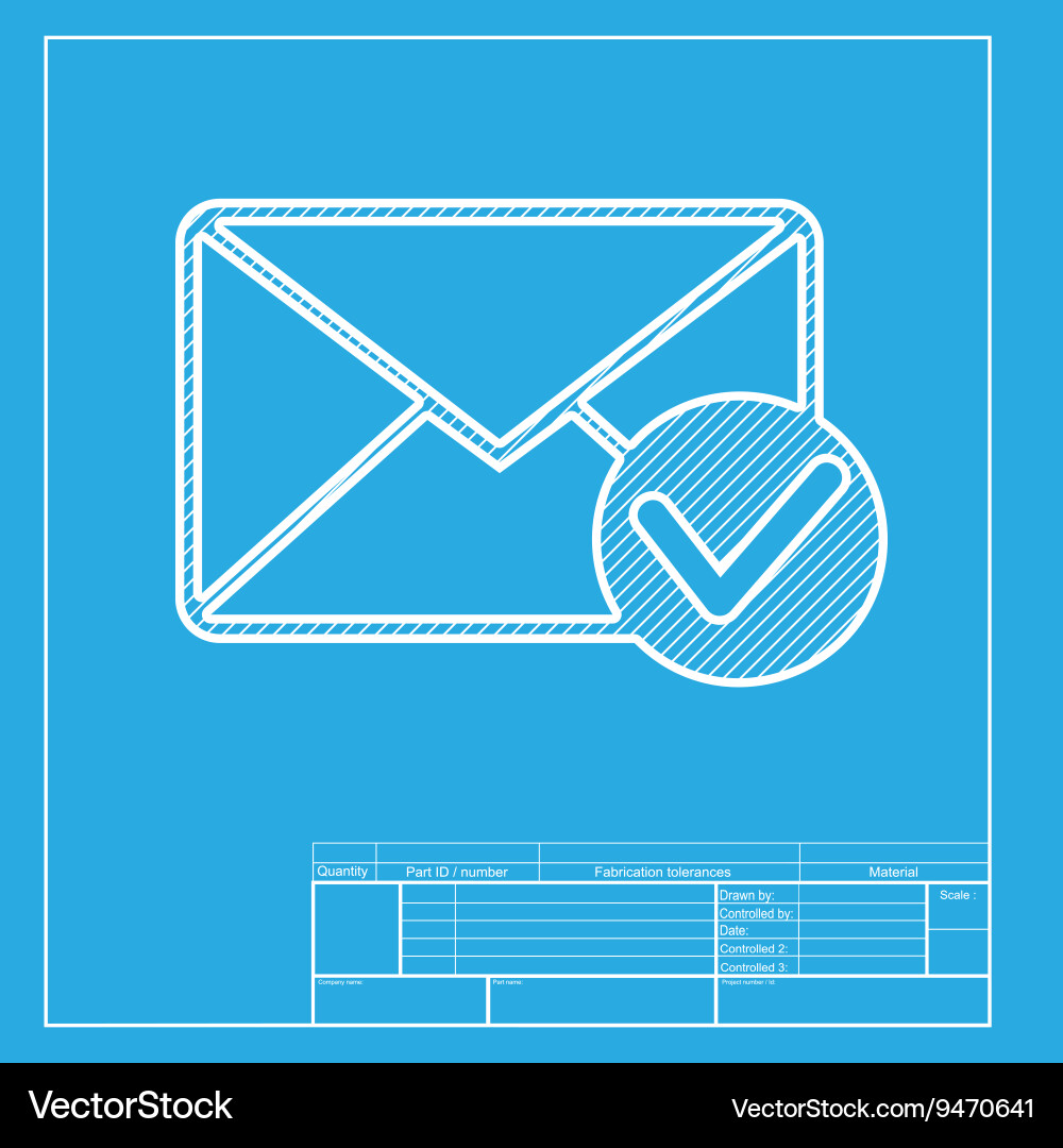Mail sign with allow mark white Royalty Free Vector Image