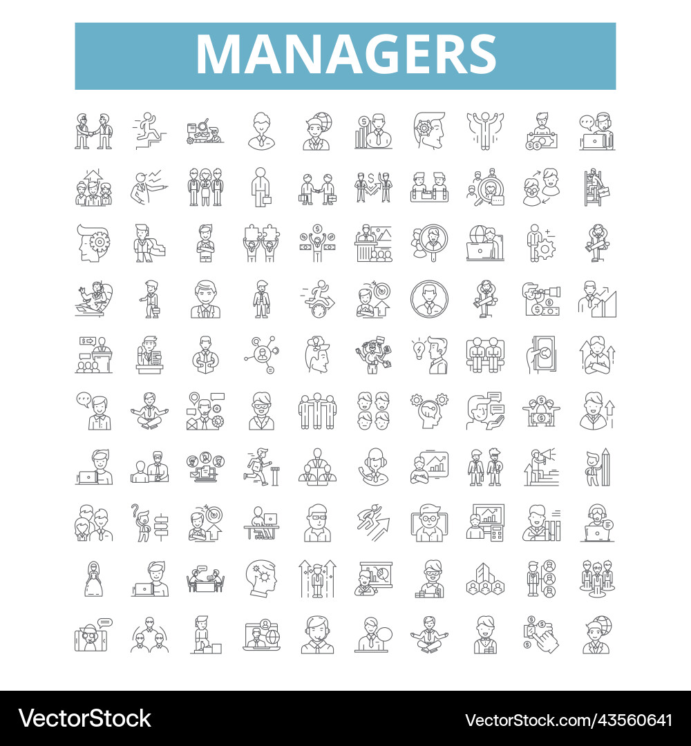 Managers icons line symbols web signs Royalty Free Vector