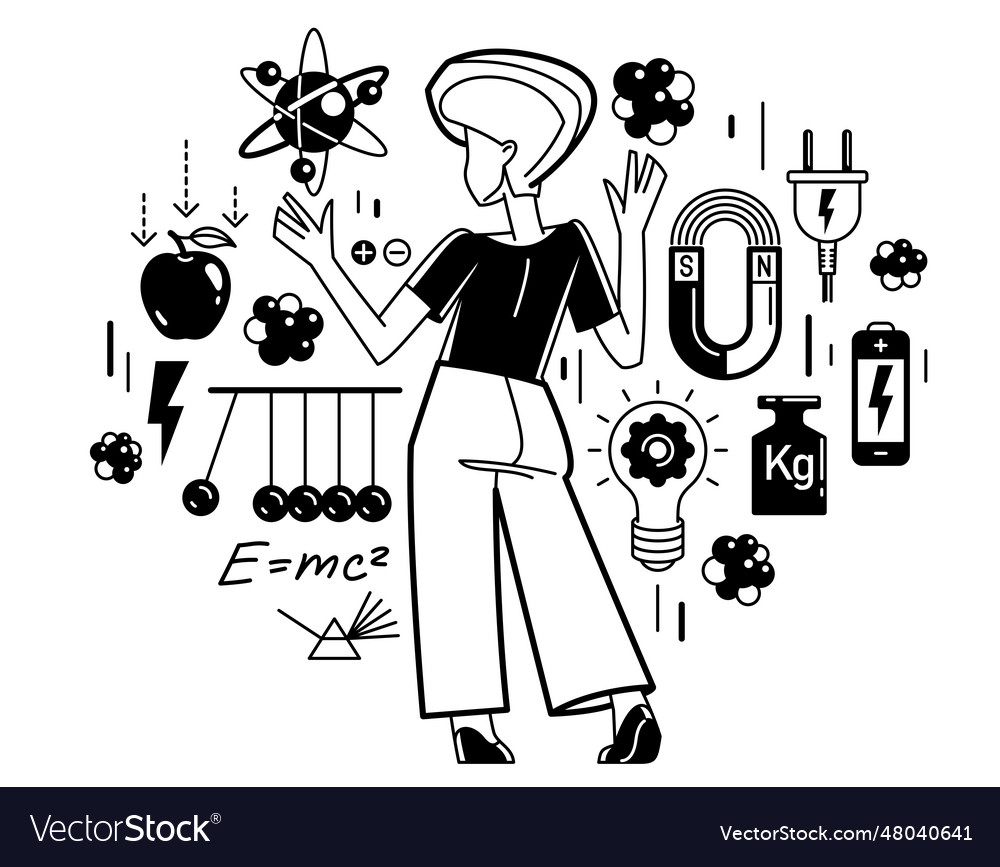 Physicist Working On Some Theoretical Physics Or Vector Image