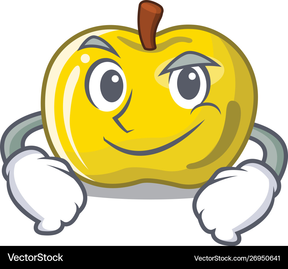 Smirking yellow apple in character shape Vector Image