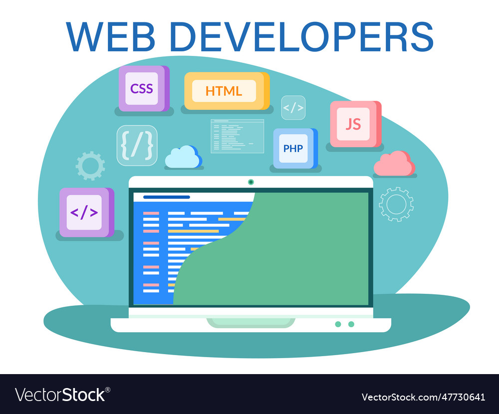 Software website developer with computer Vector Image