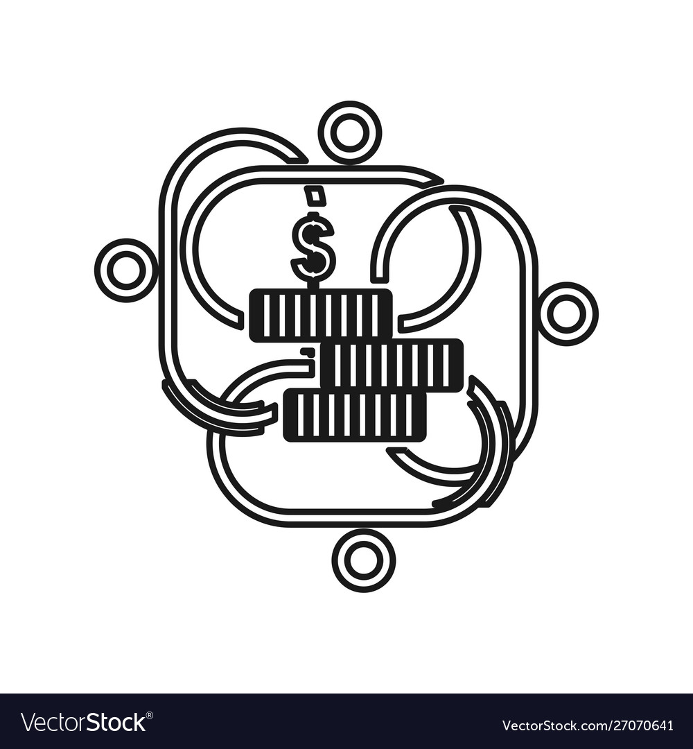 Stack money commitment teamwork together outline Vector Image