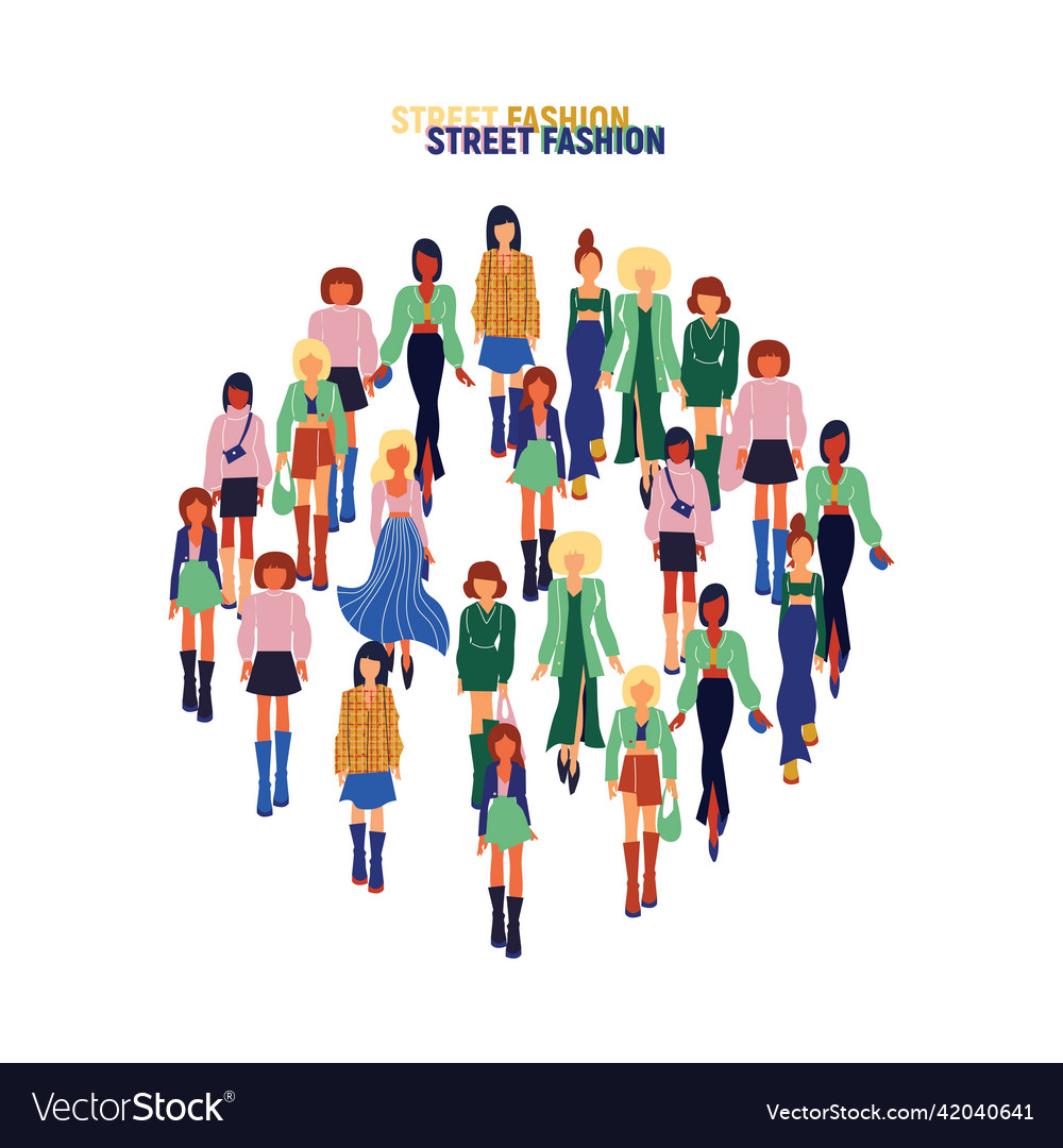 Stylish young women dressed in trendy clothes Vector Image