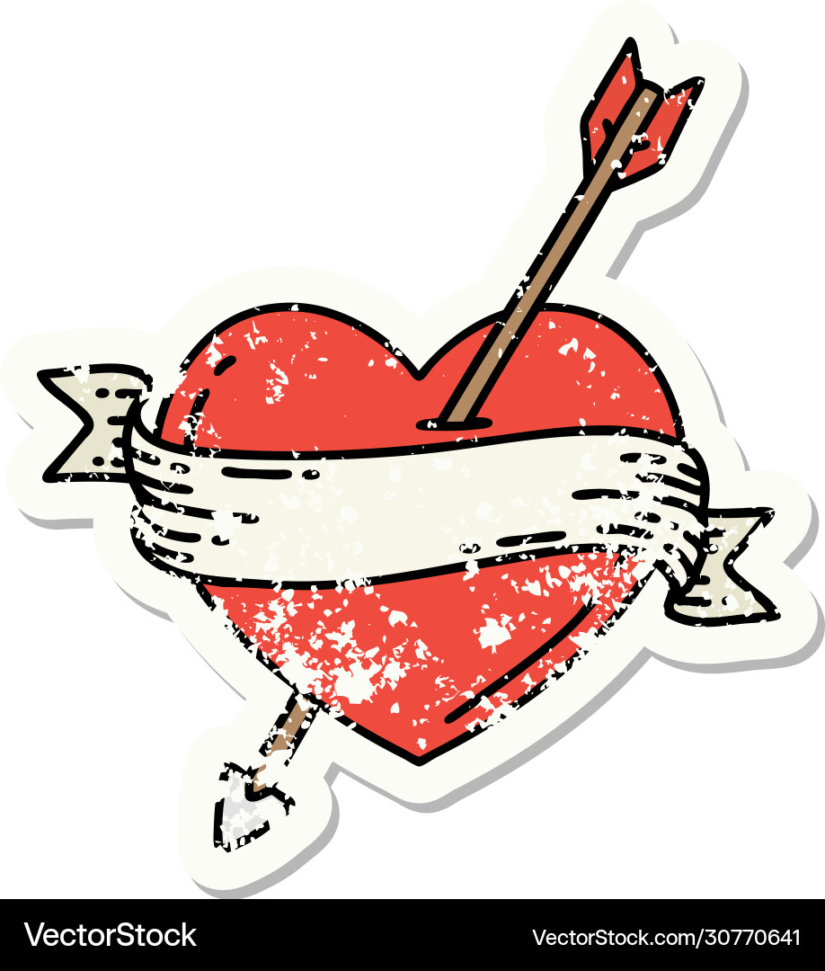 Traditional distressed sticker tattoo an arrow Vector Image