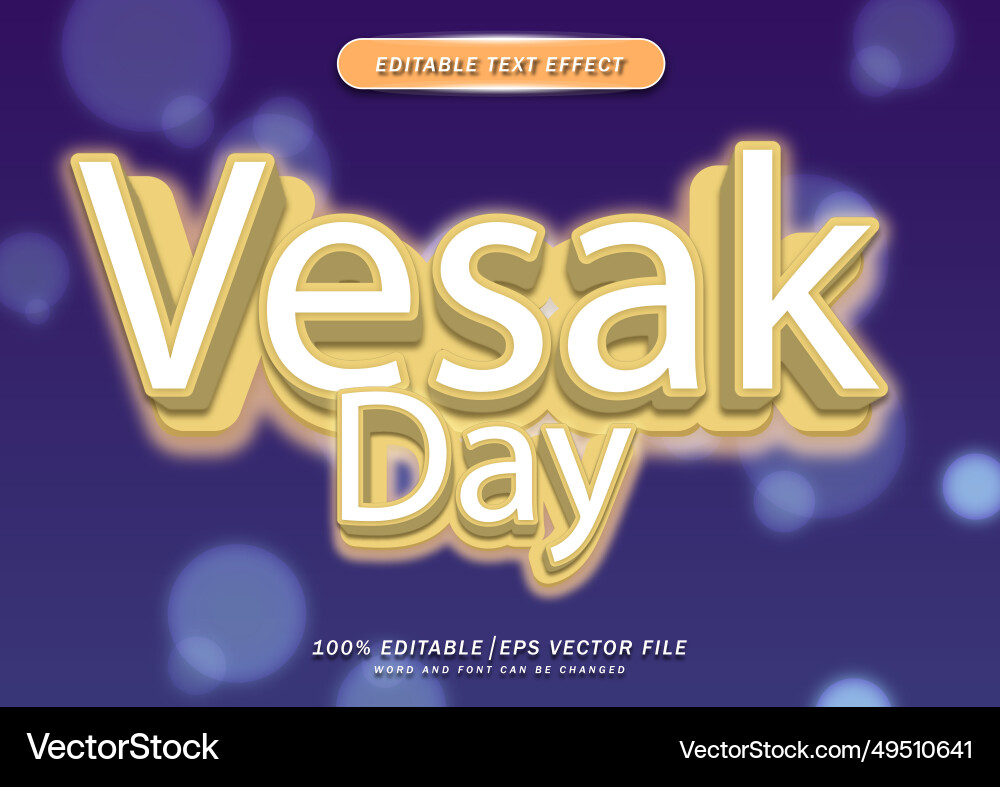 Vesak day text style editable effect Royalty Free Vector
