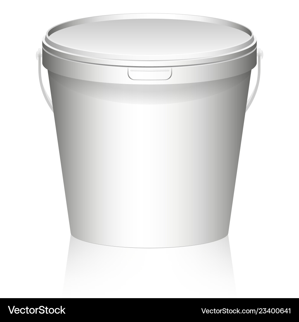 White plastic set bucket with lid product Vector Image