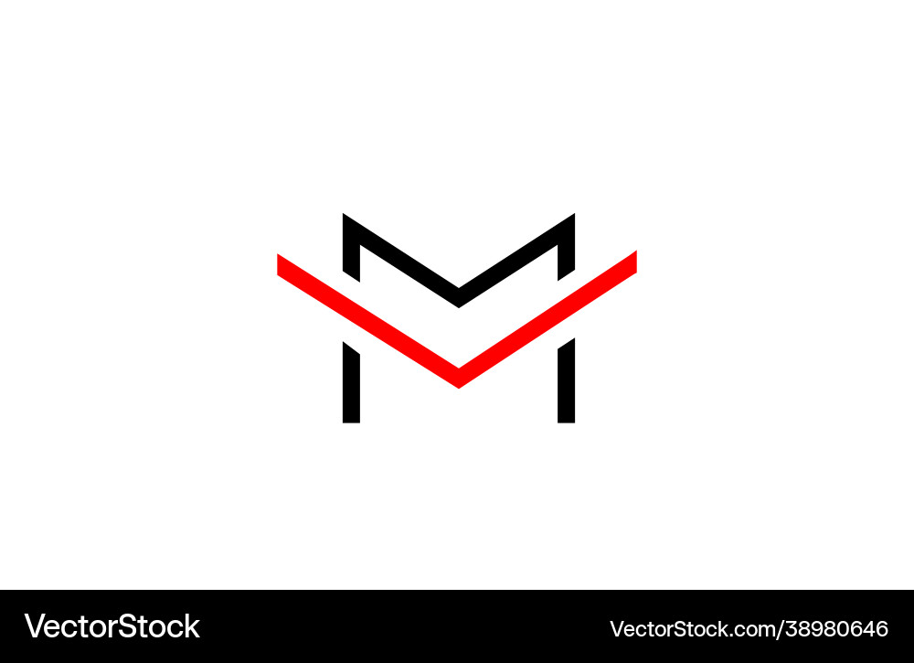 Black red m line alphabet letter icon logo Vector Image