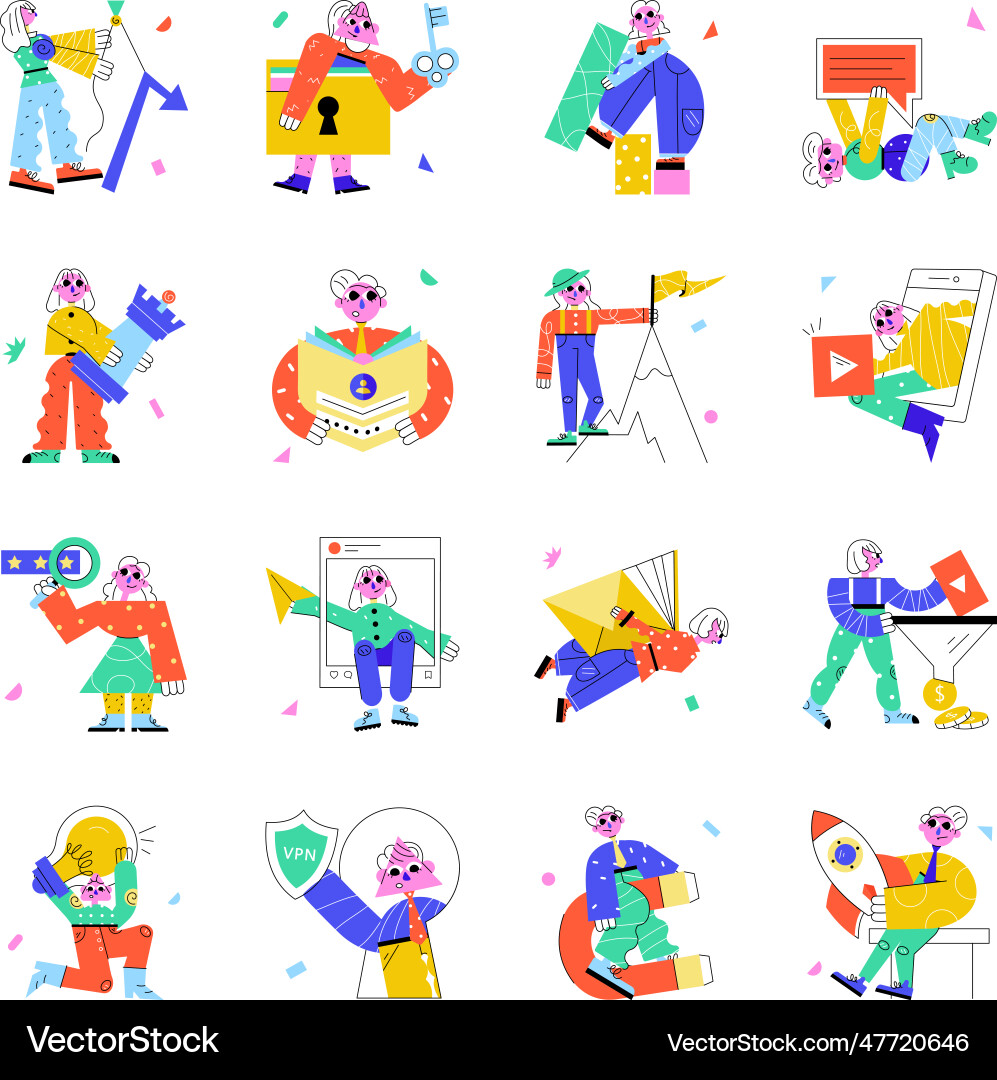 Collection of abstract people activities Vector Image