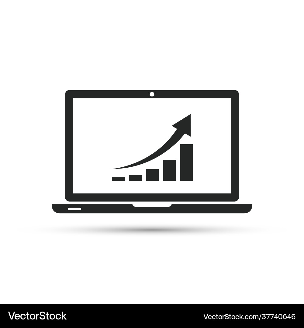 Computer monitor with business growing chart Vector Image